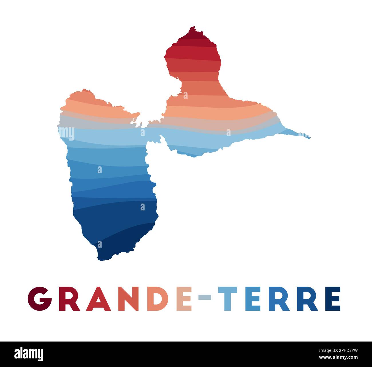 Grande-Terre map. Map of the island with beautiful geometric waves in ...