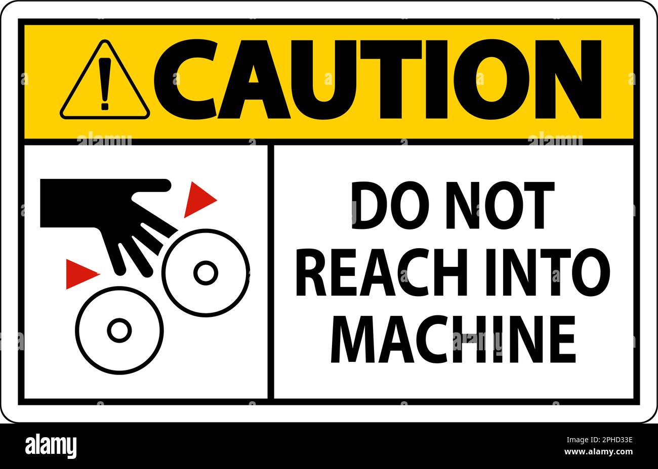 Caution Sign Do Not Reach Into Machine Stock Vector Image & Art - Alamy