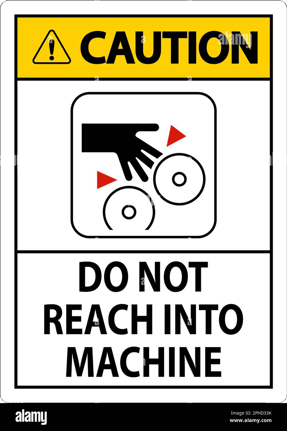 Caution Sign Do Not Reach Into Machine Stock Vector Image & Art - Alamy