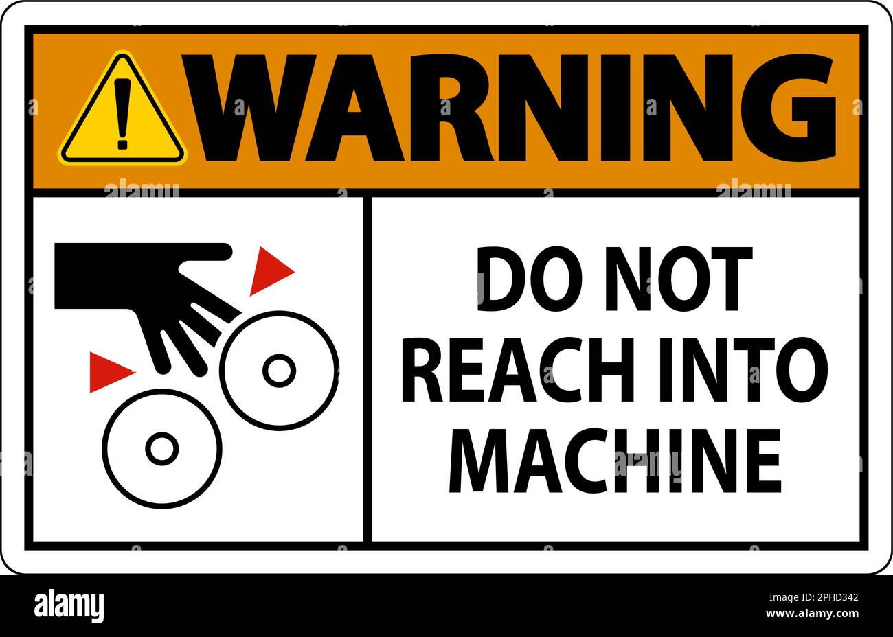Warning Sign Do Not Reach Into Machine Stock Vector Image & Art - Alamy