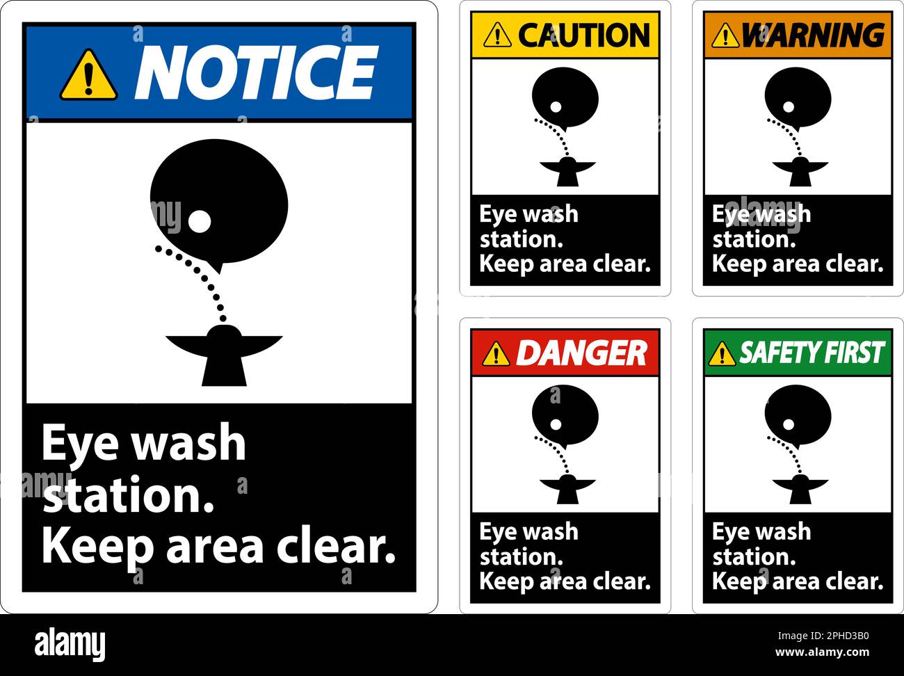Emergency Eye Wash Station Keep Area Clear Sign Stock Vector Image ...
