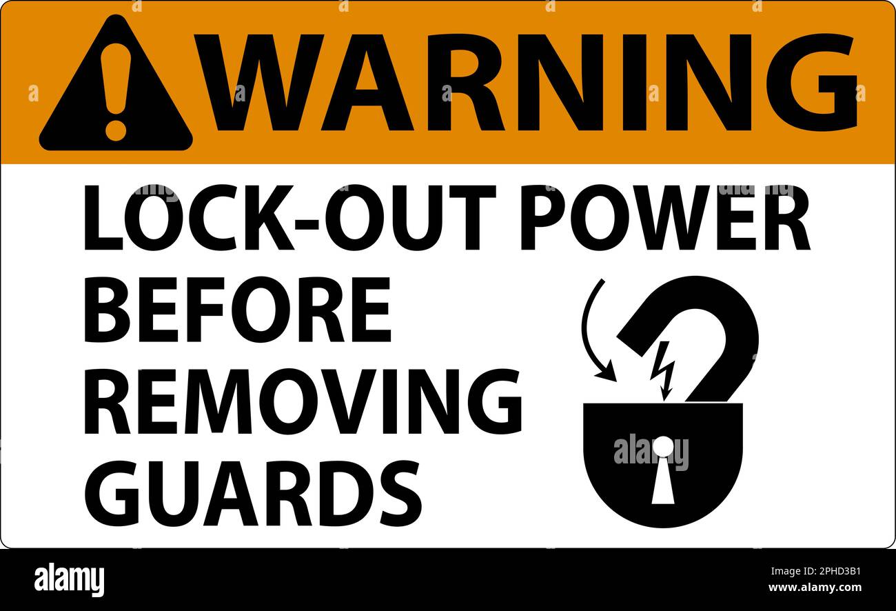 Warning Lock-Out Power Label On White Background Stock Vector Image ...