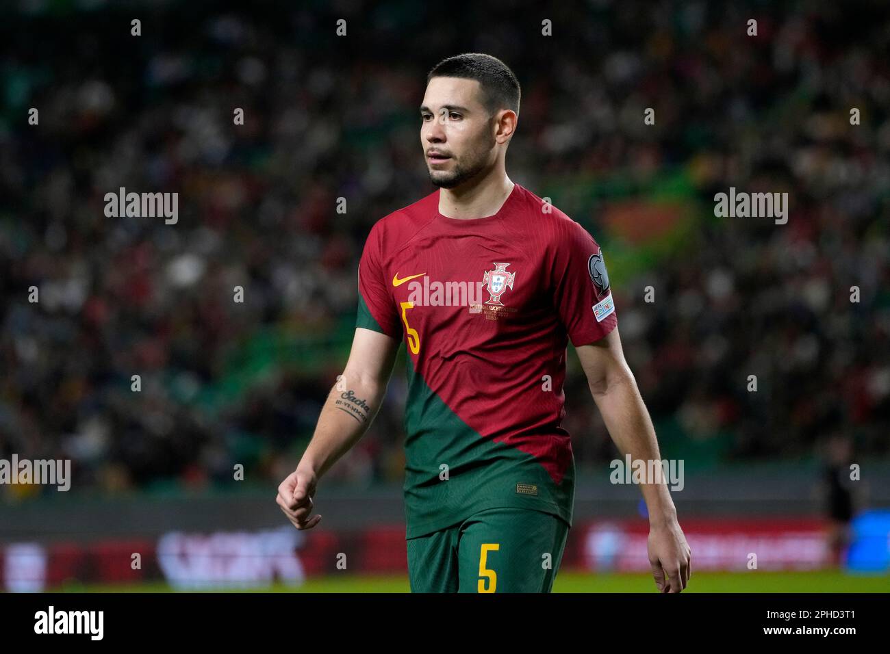 Portugal's Raphael Guerreiro walks on the pitch during the Euro 2024 ...