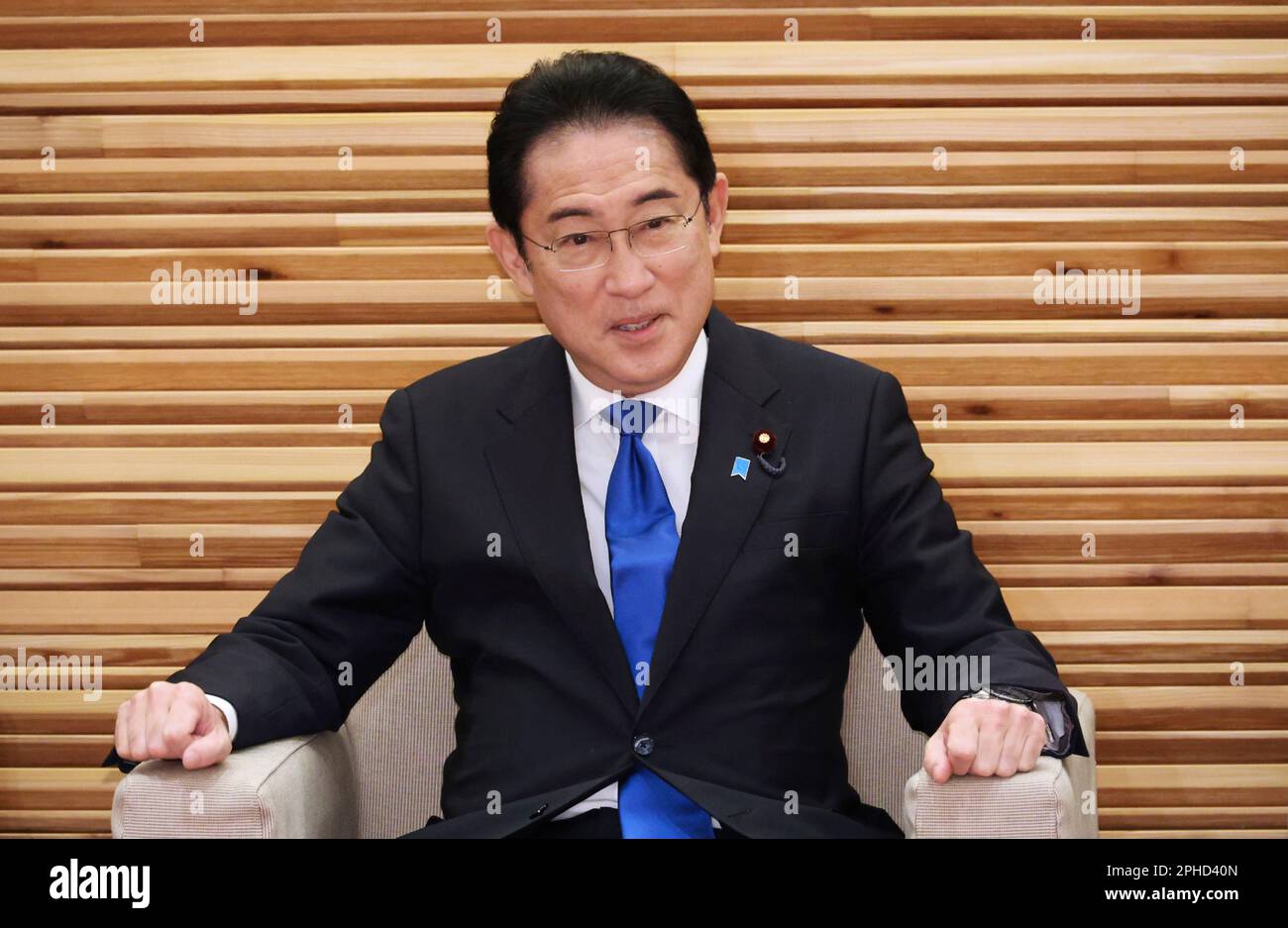 Japanese Prime Minister Fumio Kishida attends a cabinet meeting at prime minister's office in ...