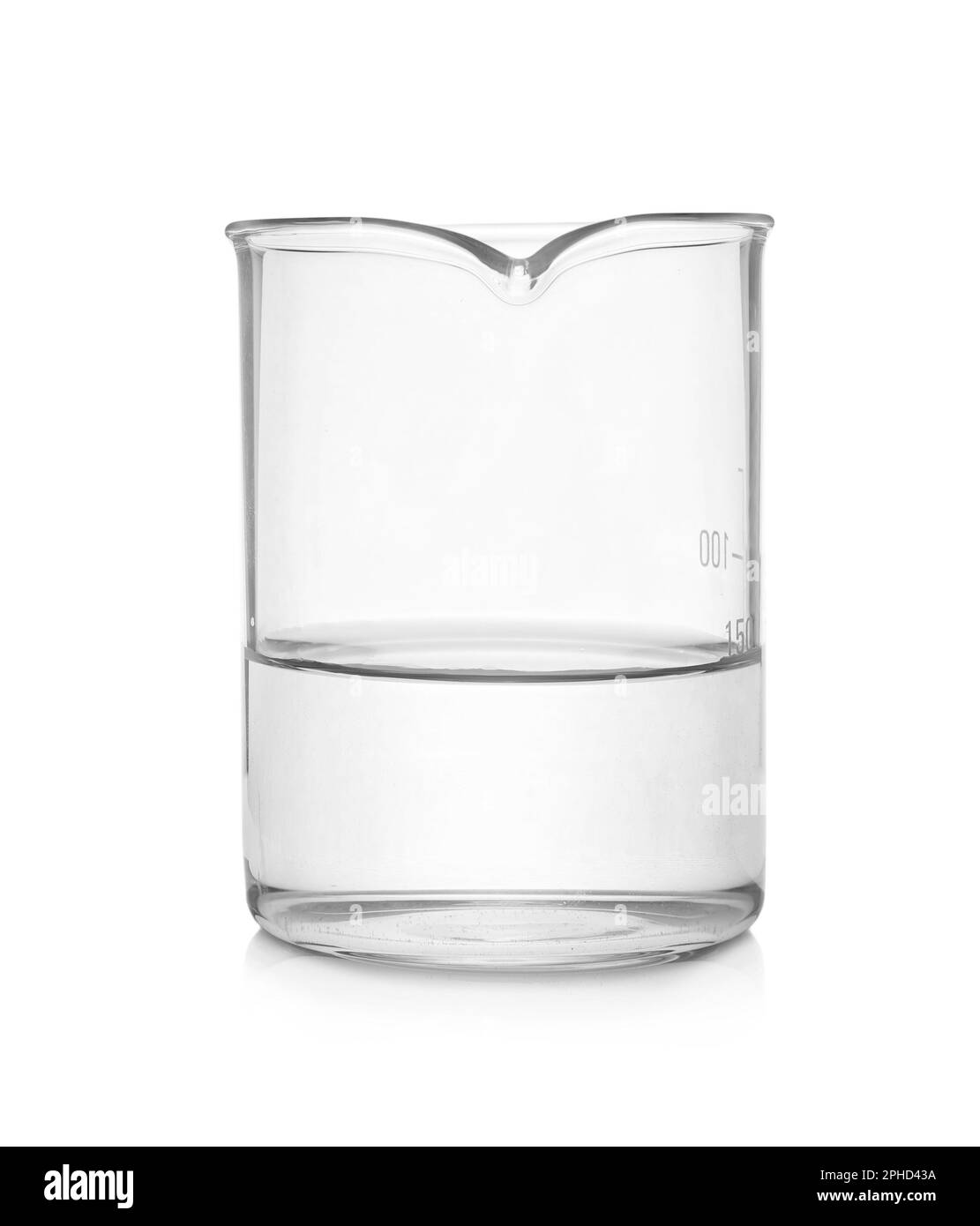 Beaker with transparent liquid isolated on white Stock Photo - Alamy