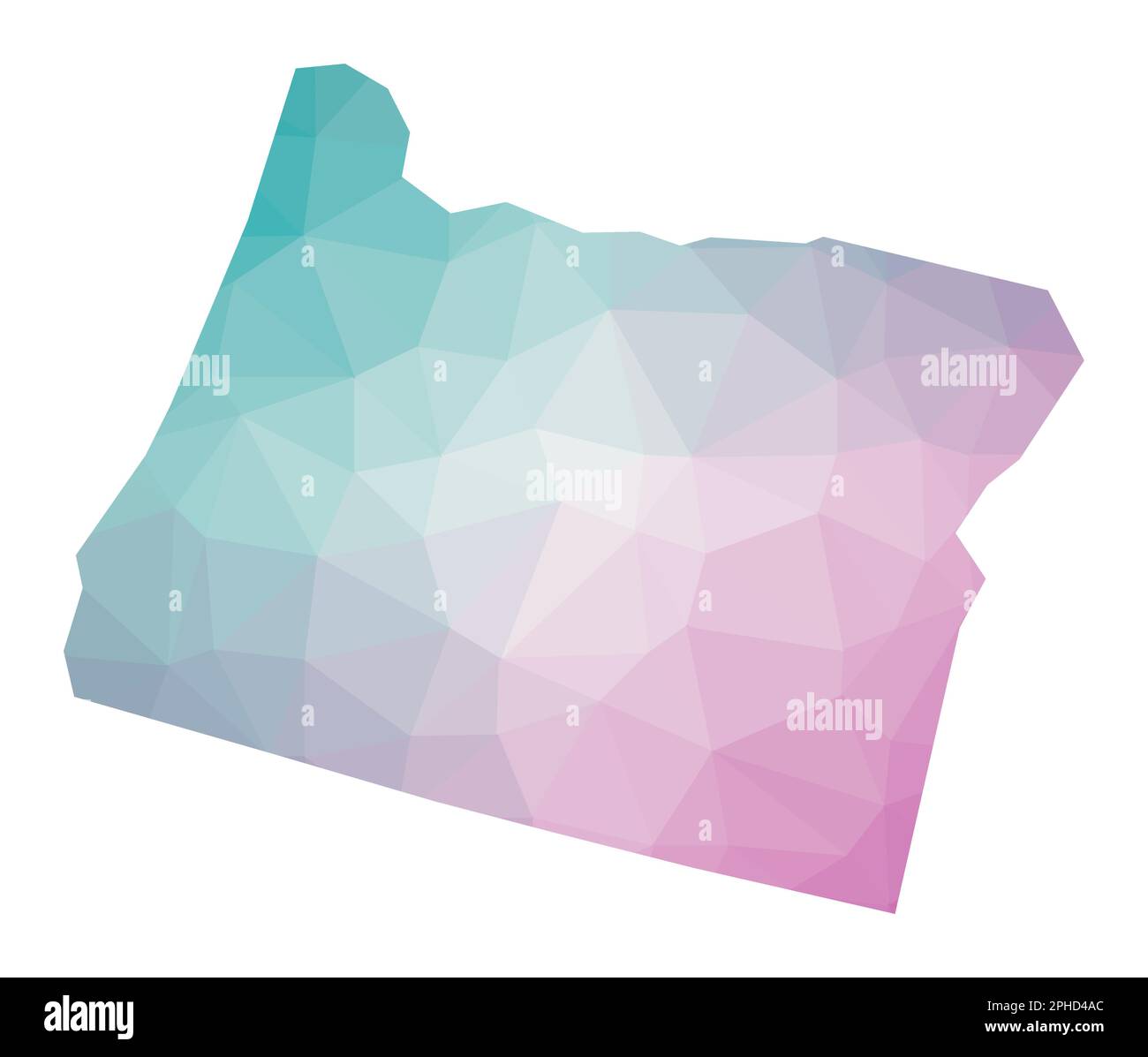Polygonal map of Oregon. Geometric illustration of the US state in ...