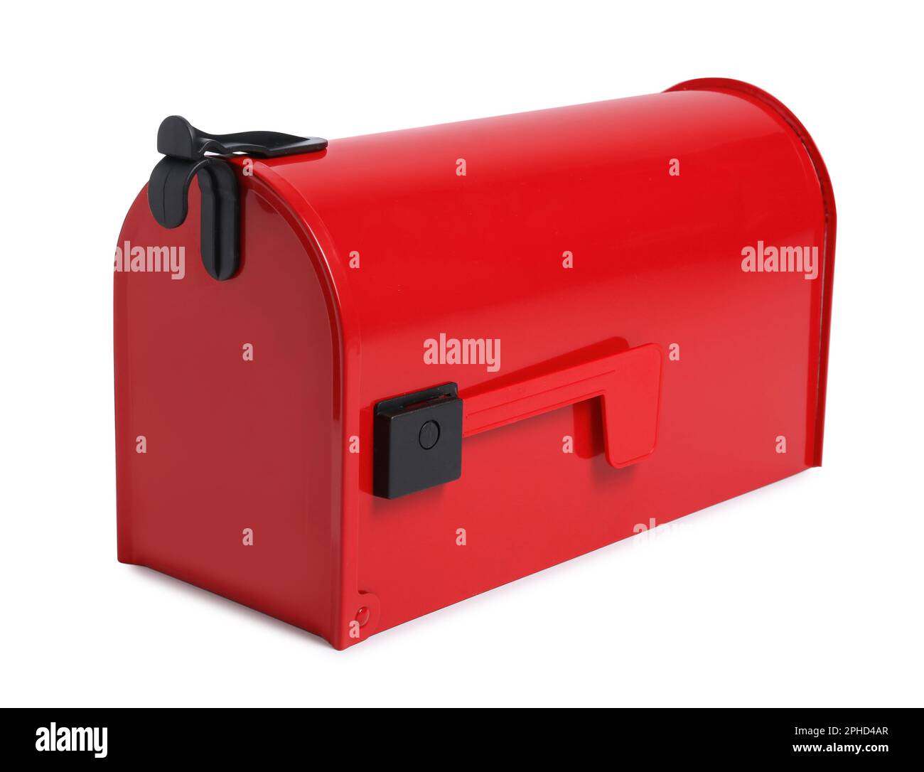 Shiny red letter box on white background Stock Photo - Alamy
