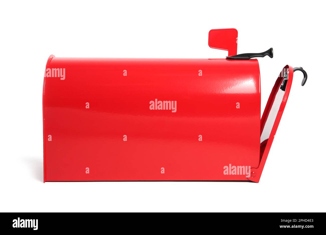 Shiny red letter box on white background Stock Photo - Alamy