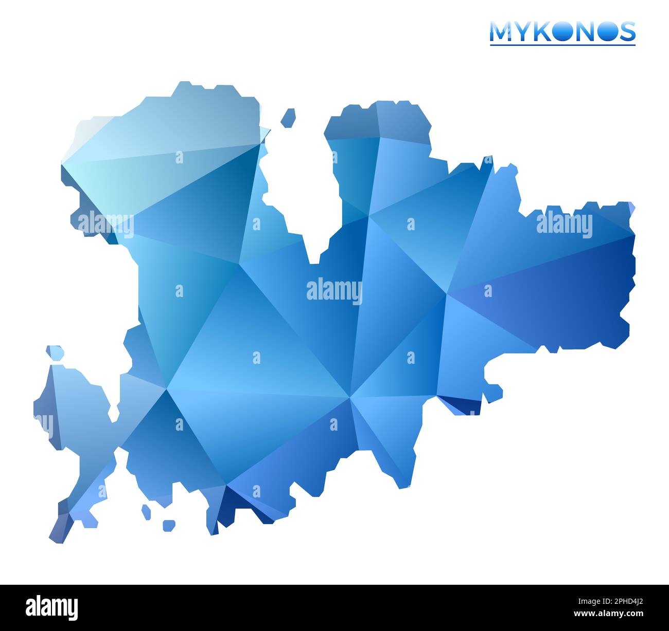 Vector polygonal Mykonos map. Vibrant geometric island in low poly style. Appealing illustration ...