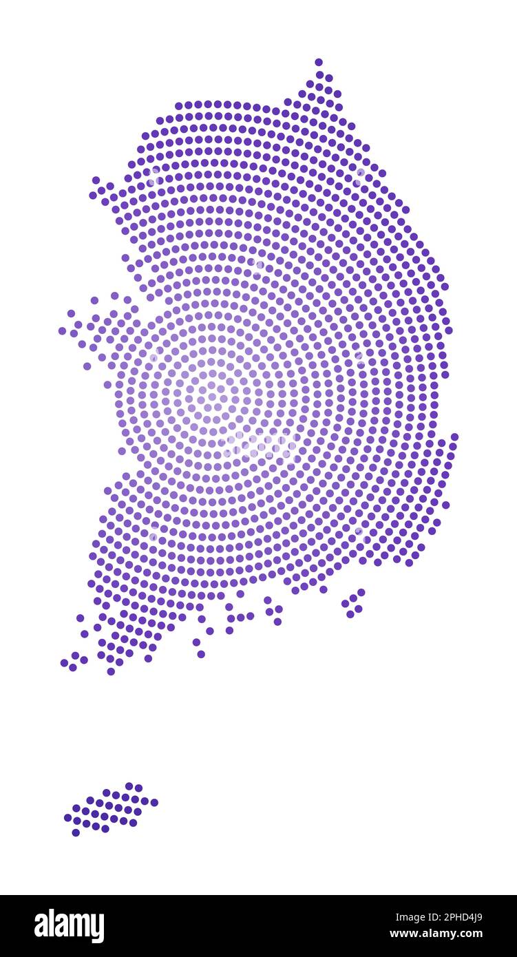South Korea dotted map. Digital style shape of South Korea. Tech icon ...