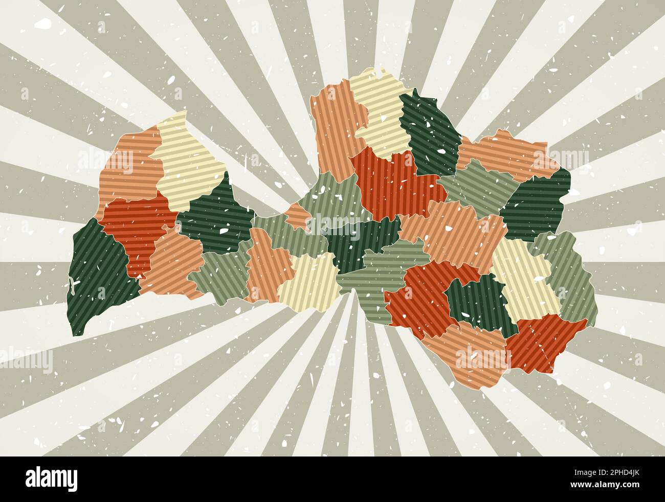 Latvia vintage map. Grunge poster with map of the country in retro color palette. Shape of ...