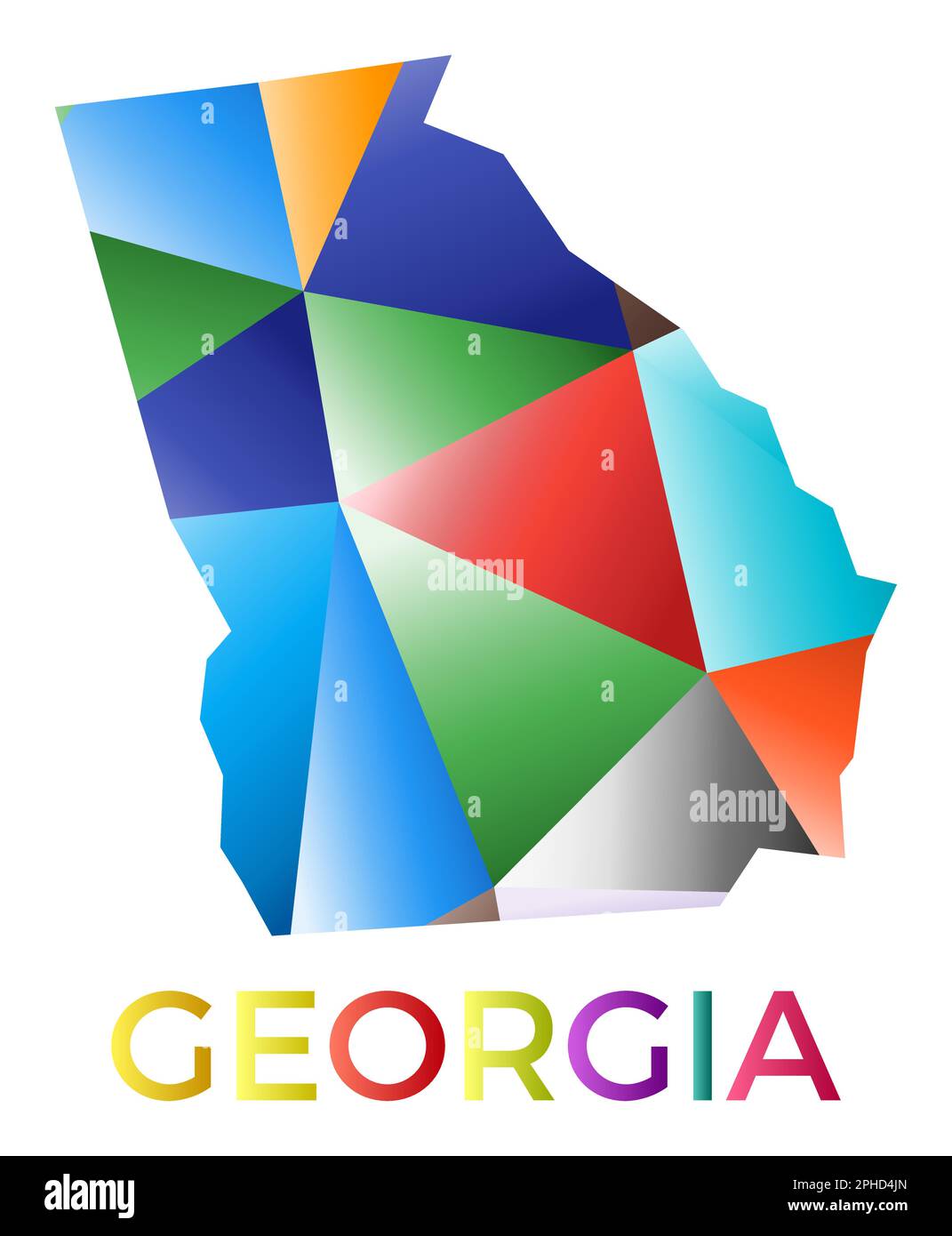 Bright colored Georgia shape. Multicolor geometric style US state logo ...