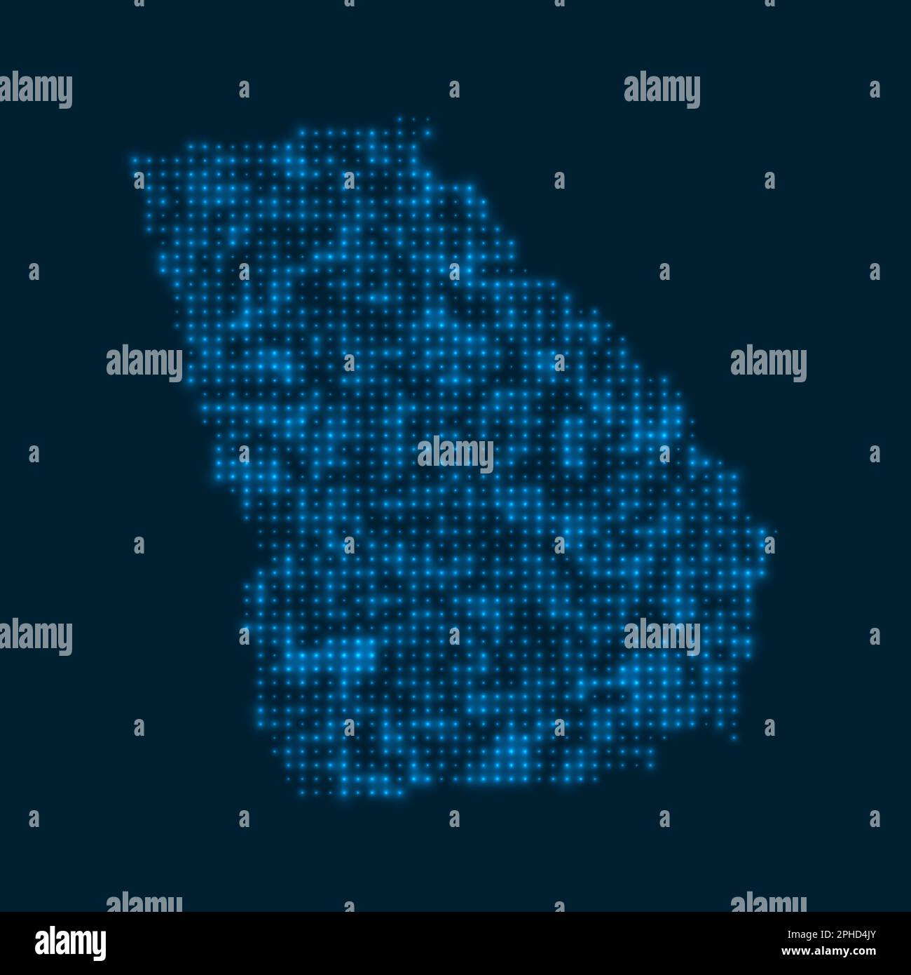 Georgia dotted glowing map. Shape of the US state with blue bright ...