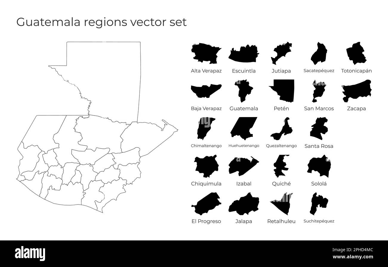 Guatemala map with shapes of regions. Blank vector map of the country ...