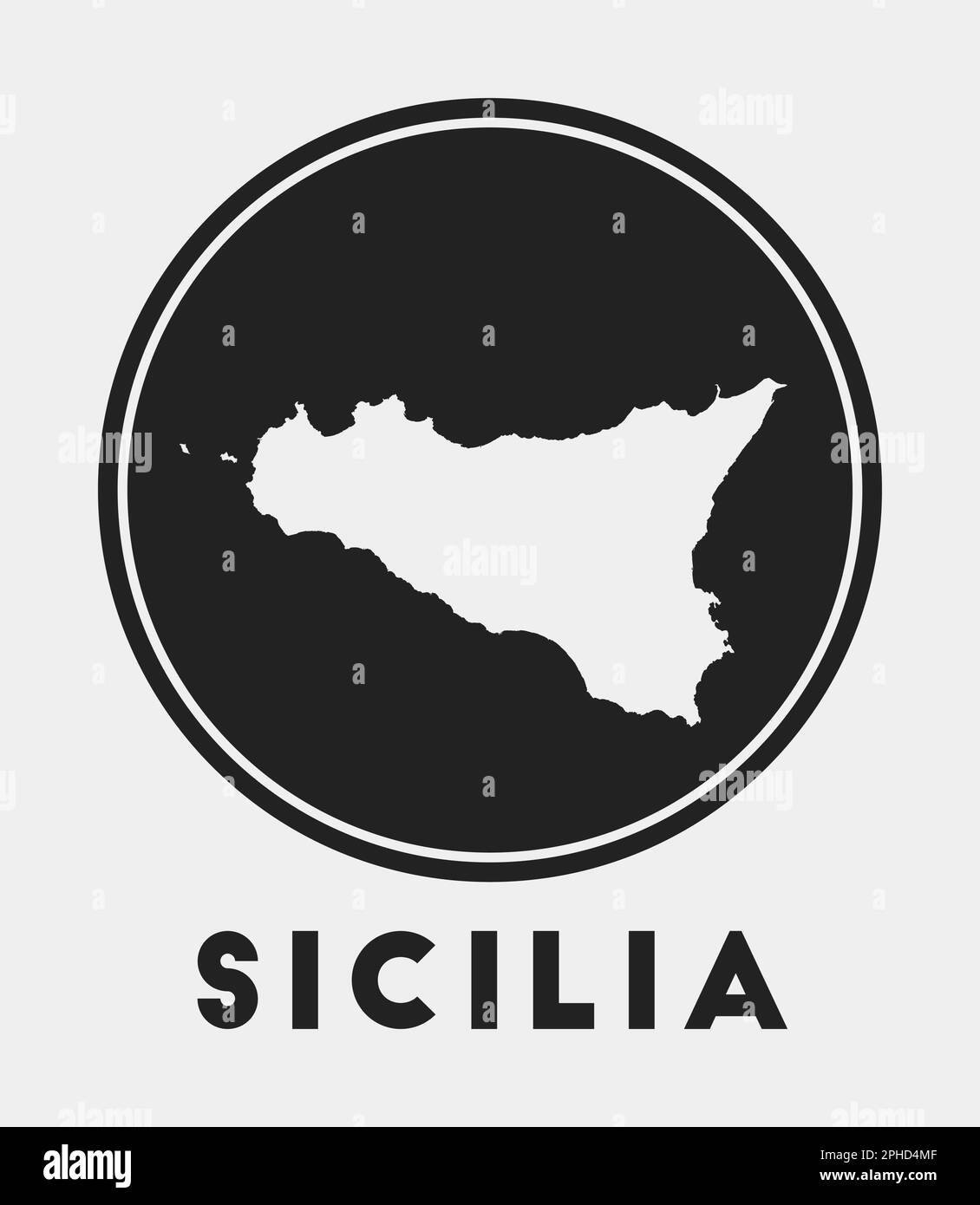 Sicilia icon. Round logo with island map and title. Stylish Sicilia ...