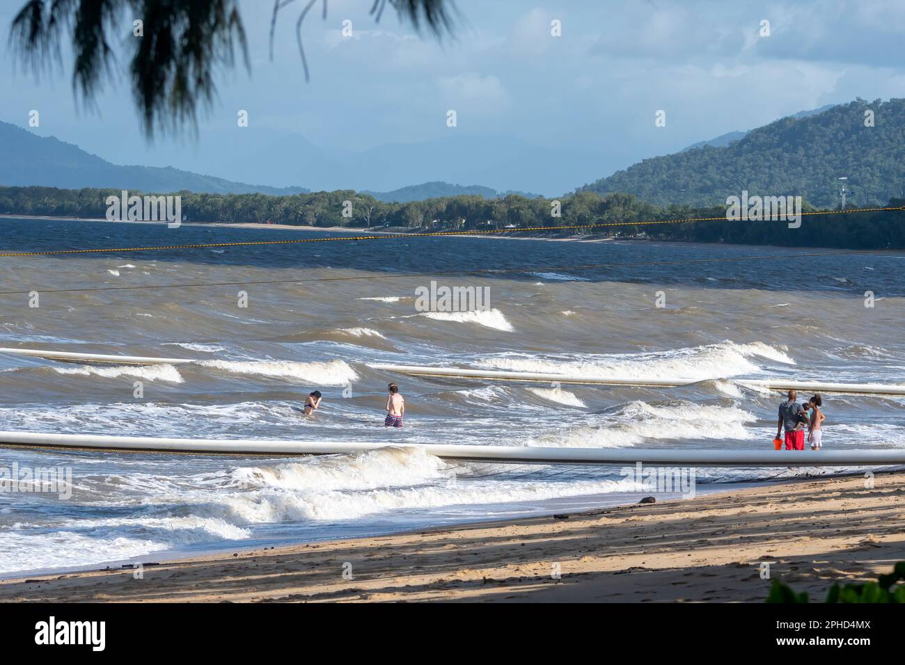 Safe swimming area inside stinger nets during rough seas, at Palm Cove ...