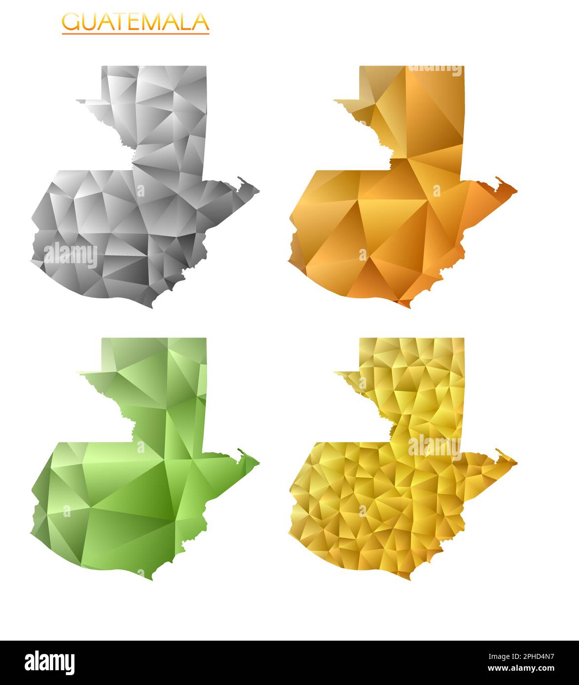 Set of vector polygonal maps of Guatemala. Bright gradient map of ...