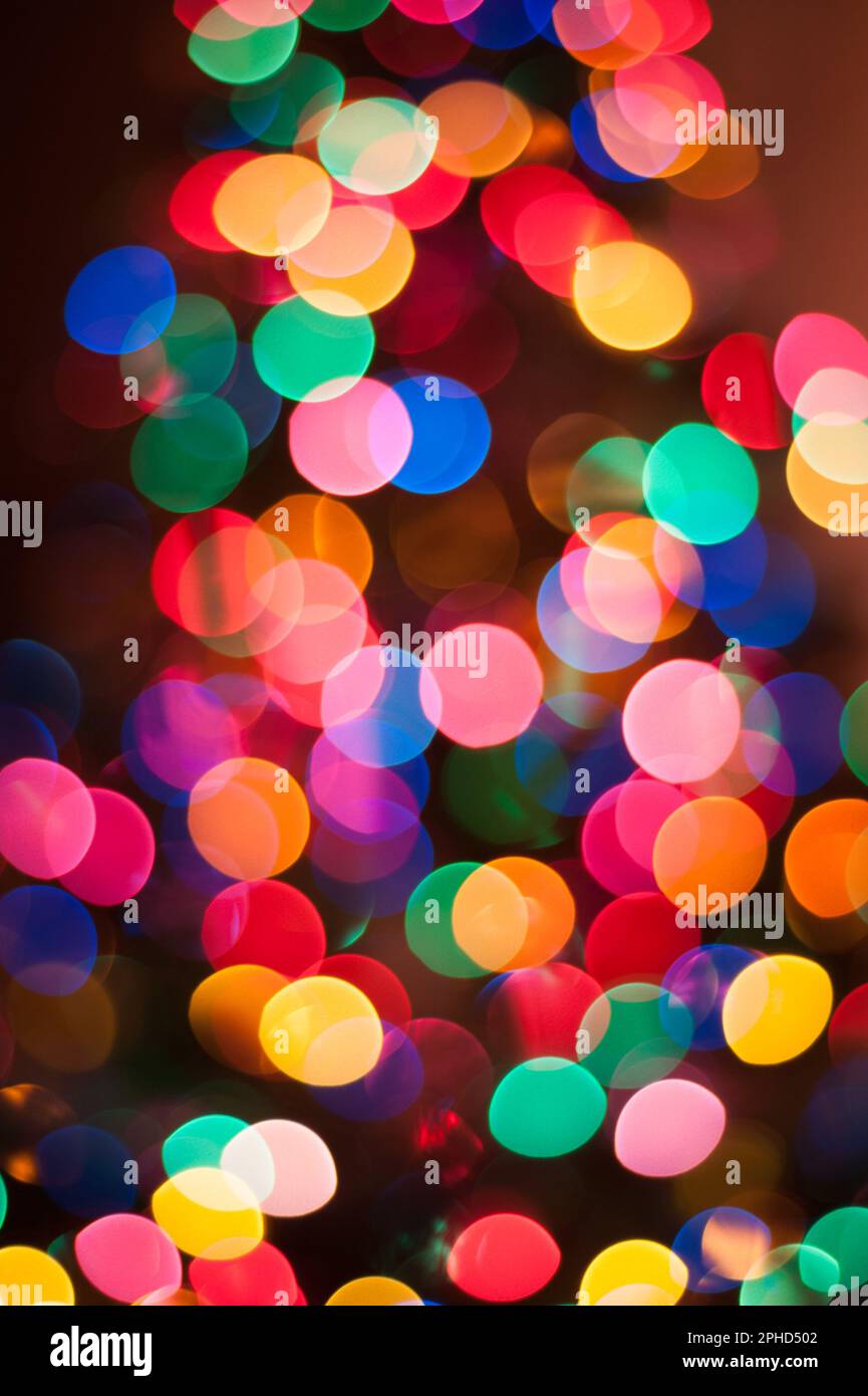 Out of focus, colored Christmas lights. Bokeh Stock Photo - Alamy