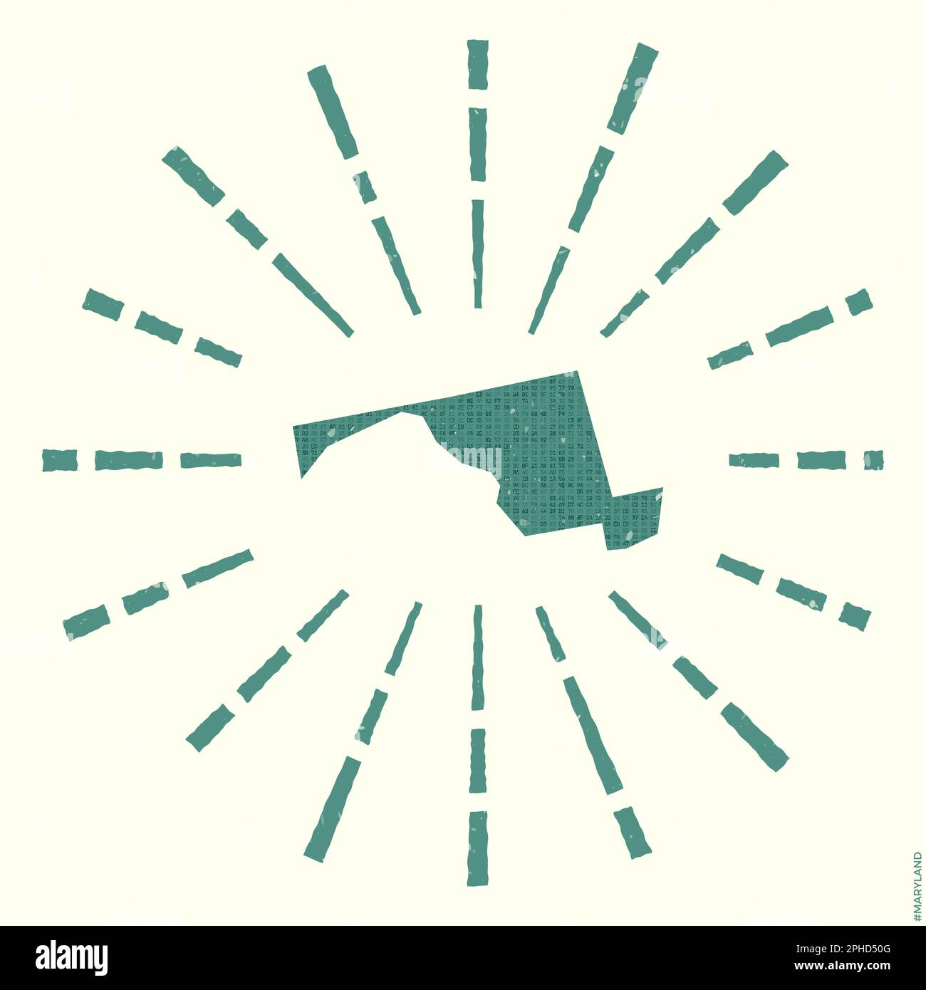 Maryland Logo. Grunge sunburst poster with map of the US state. Shape ...