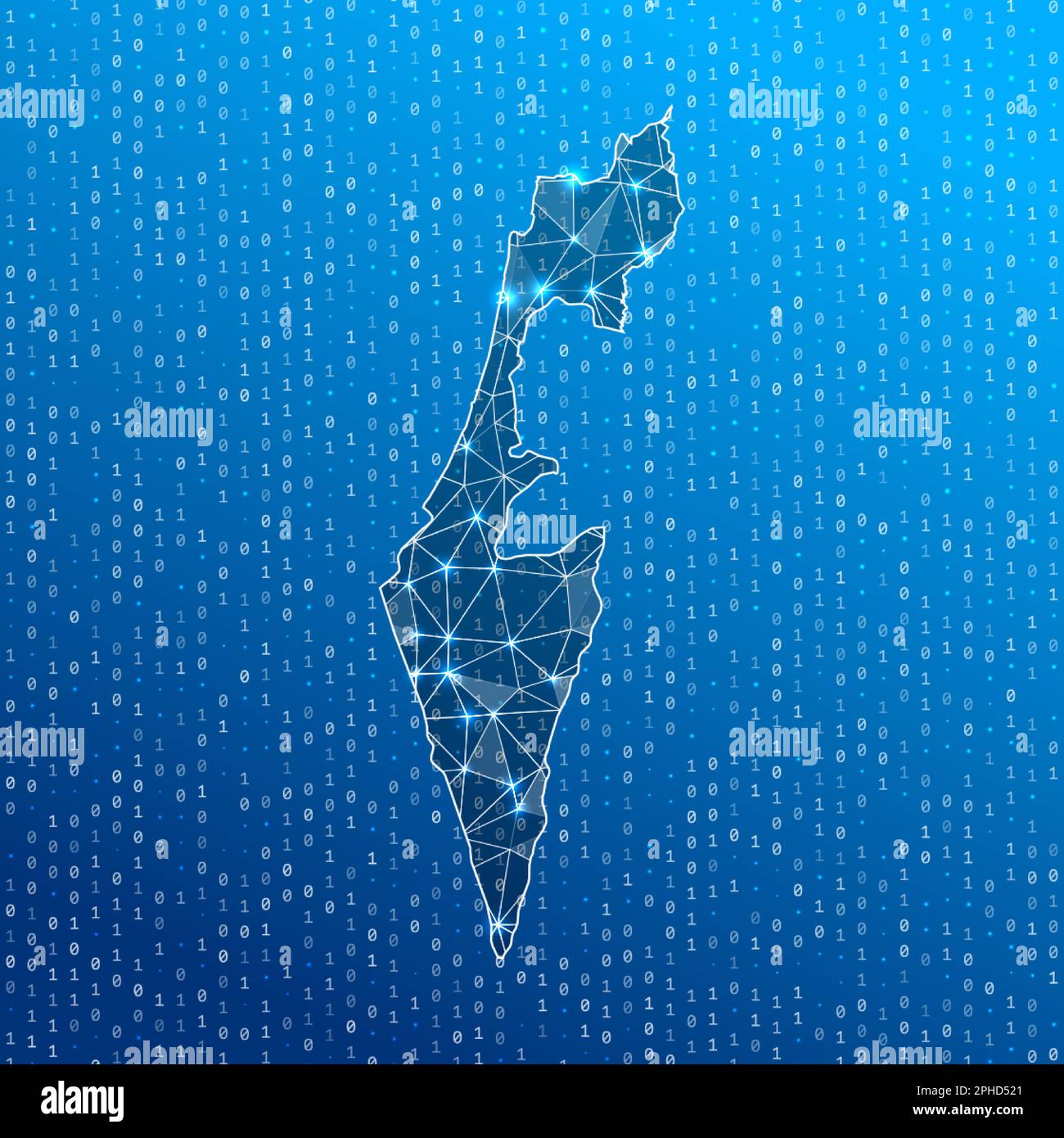 Network map of Israel. Country digital connections map. Technology, internet, network ...