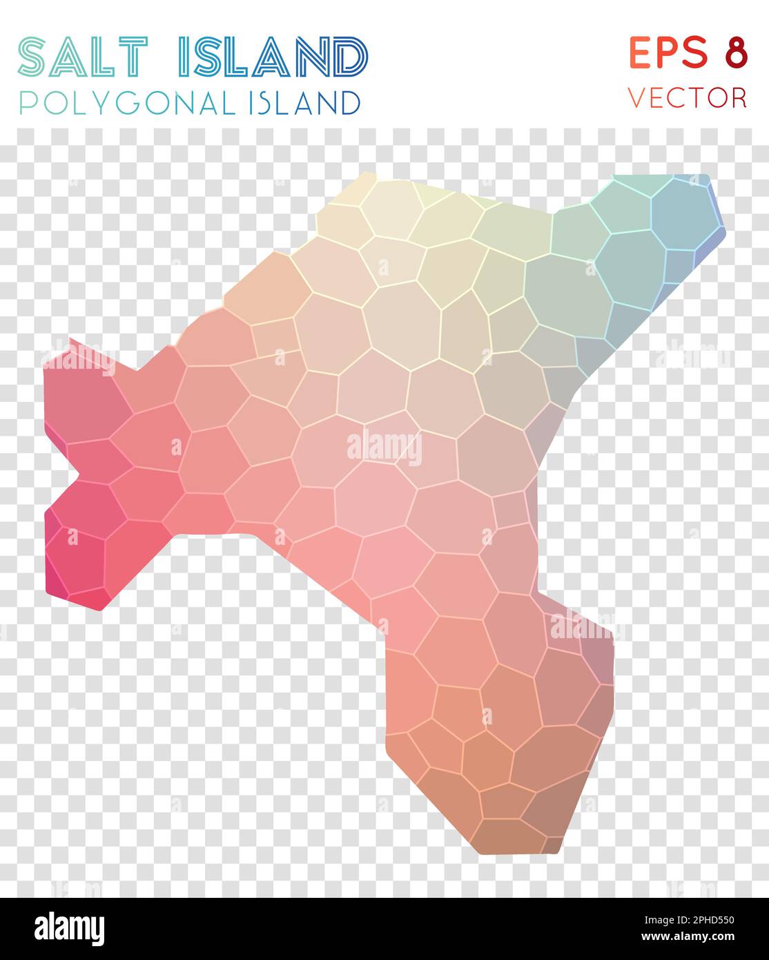 Salt Island polygonal map, mosaic style island. Juicy low poly style ...