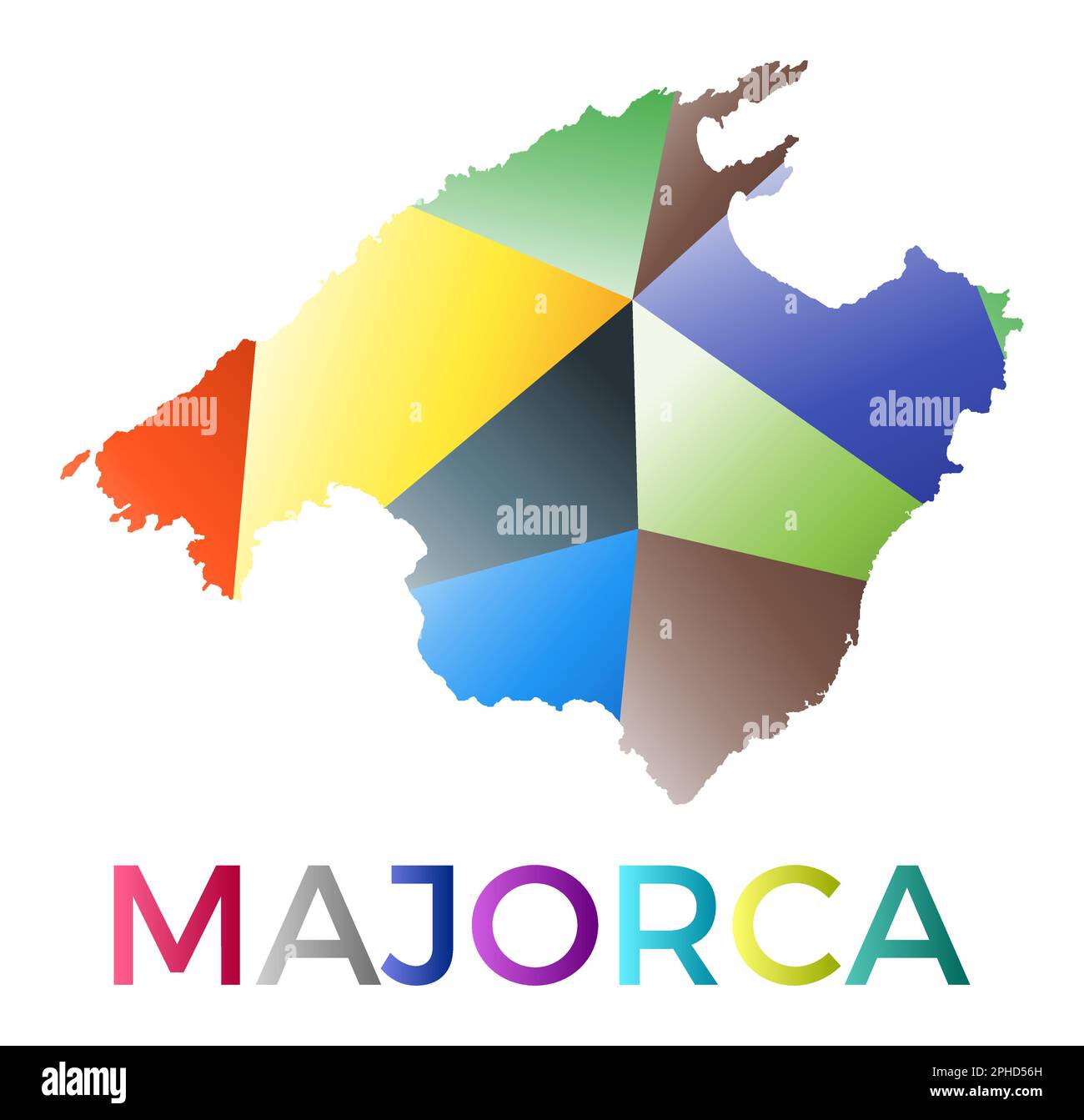 Bright colored Majorca shape. Multicolor geometric style island logo ...