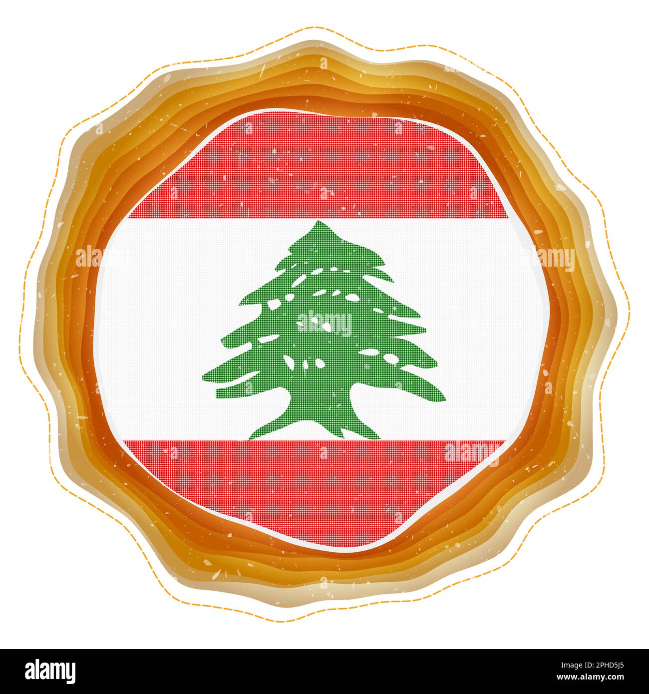Lebanon flag in frame. Badge of the country. Layered circular sign ...