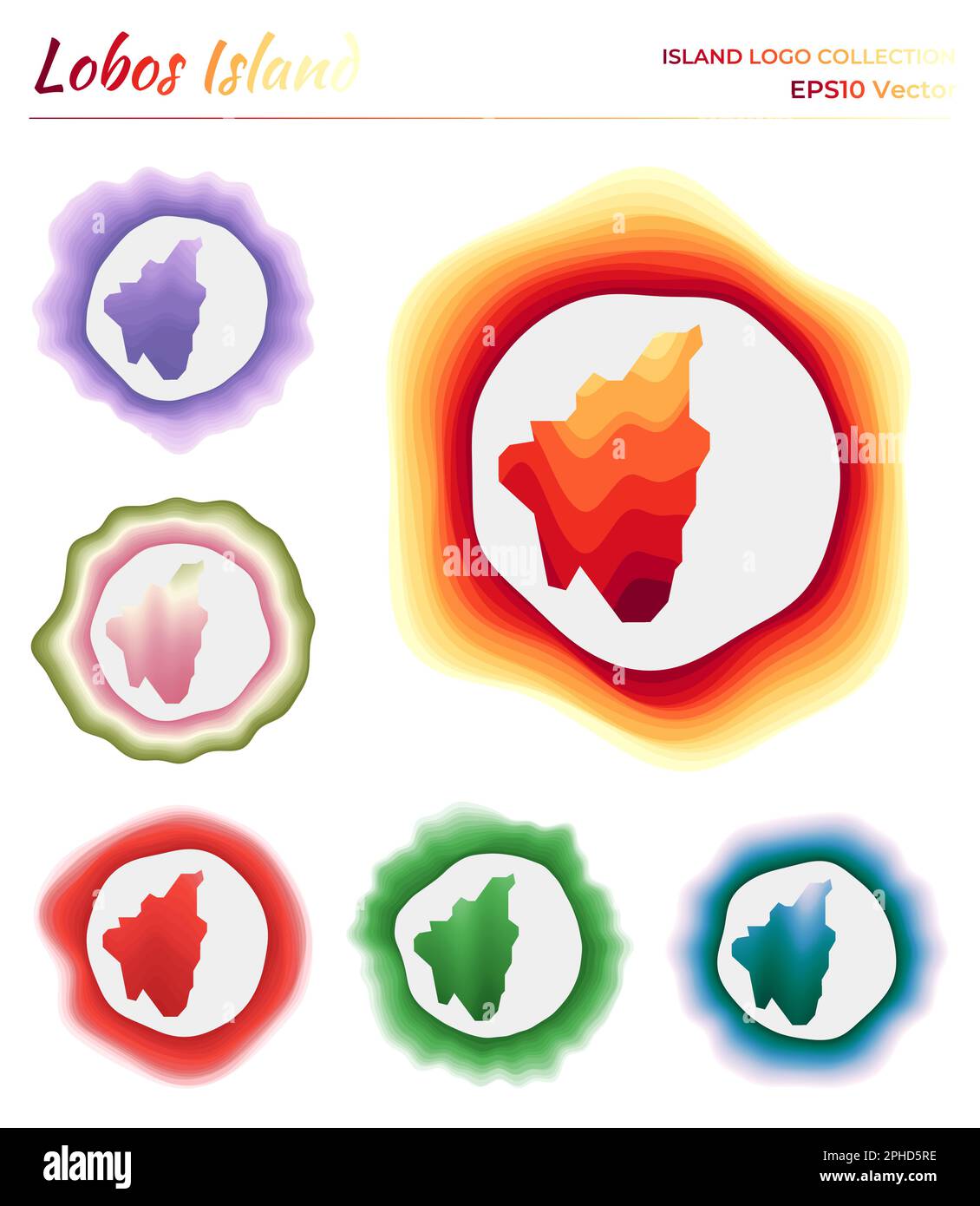 Lobos logo collection. Colorful badge of the island. Layers around ...