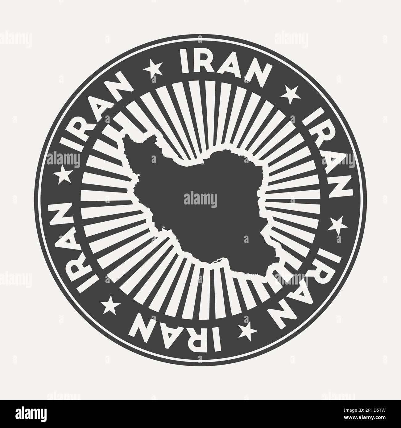Iran round logo. Vintage travel badge with the circular name and map of ...