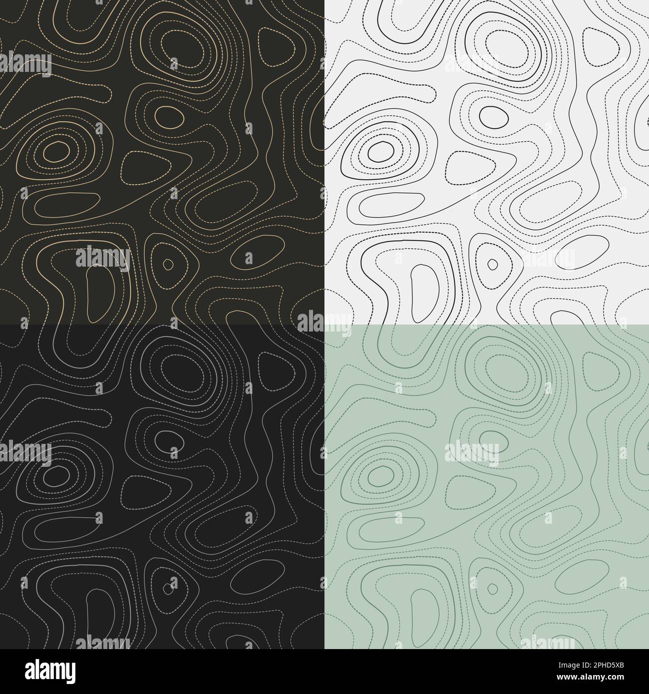 Topography patterns. Seamless elevation map tiles. Captivating isoline ...
