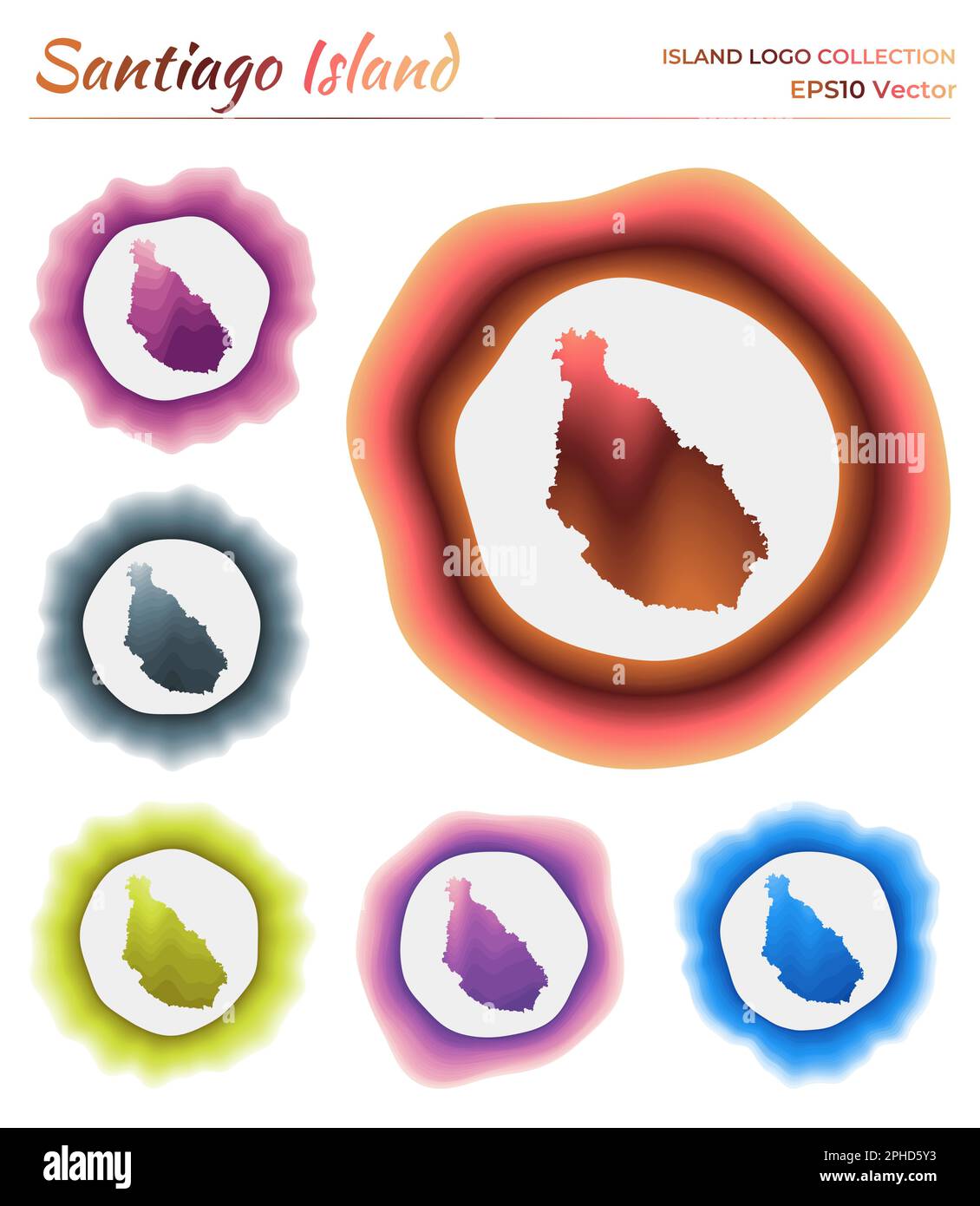 Santiago logo collection. Colorful badge of the island. Layers around ...