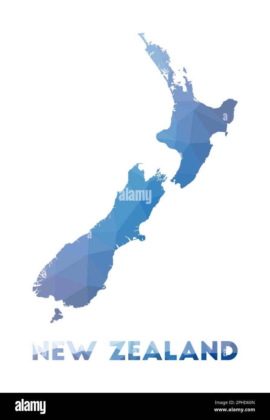 Low poly map of New Zealand. Geometric illustration of the country. New ...
