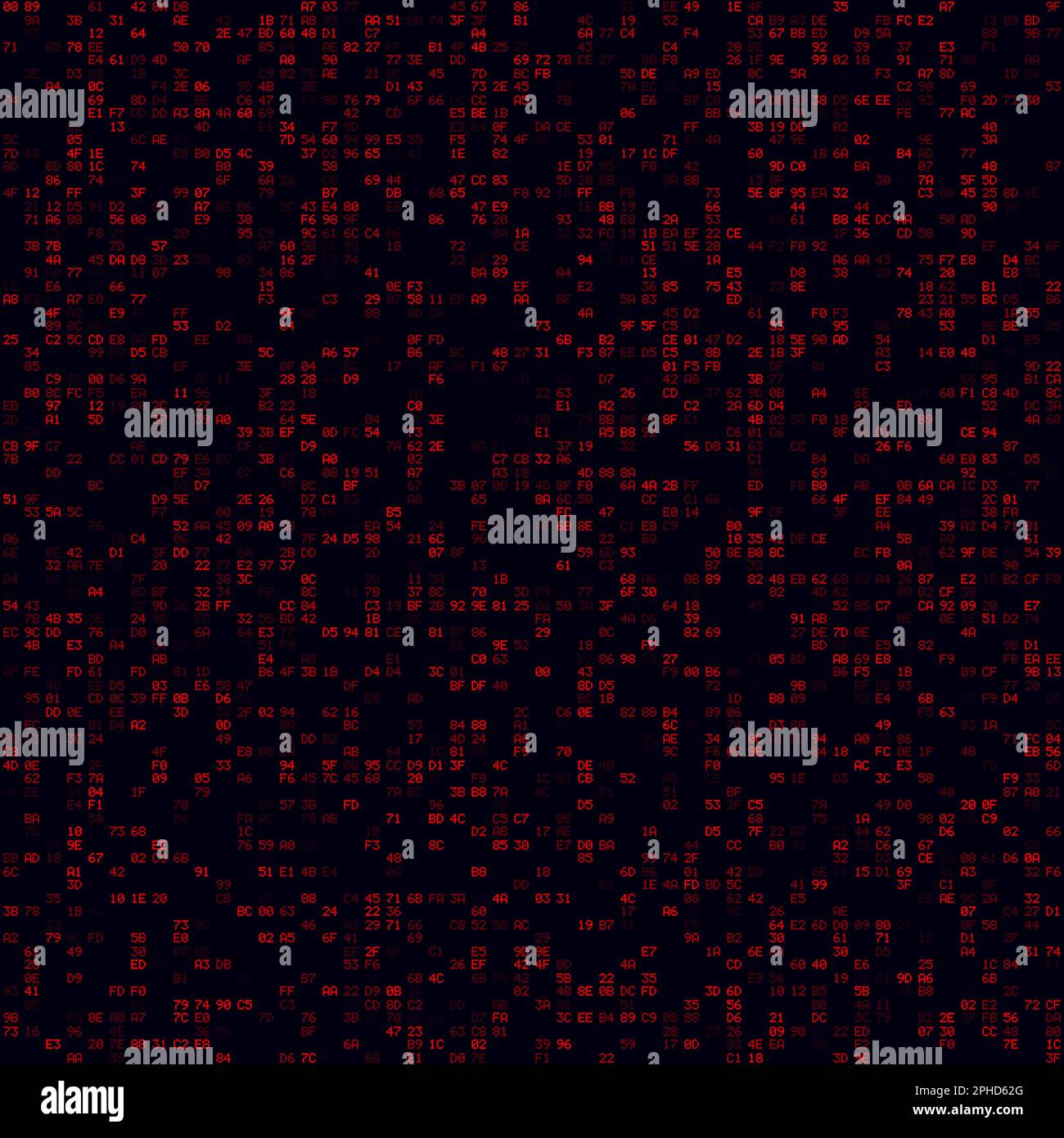 Tech background. Red sparse hexadecimal pairs background. Big sized ...