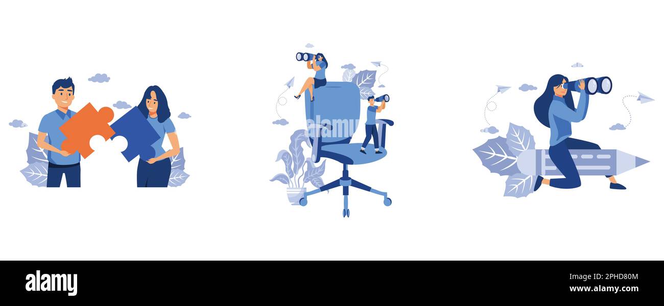 teamwork puzzles in hands of business team, searching for employees for ...