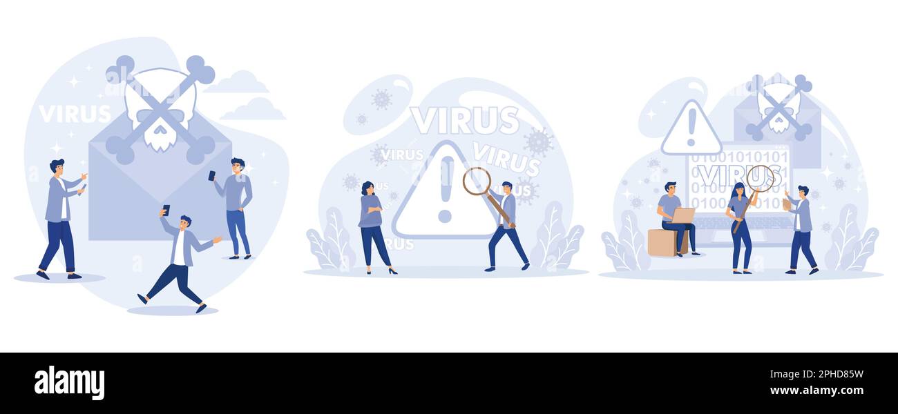 Computer virus concept. Hacker attack and web security. Scam alert ...