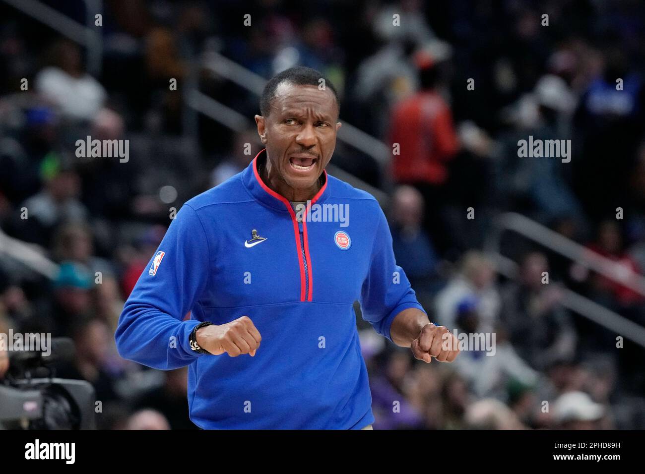 Detroit Pistons head coach Dwane Casey reacts during the second half of ...
