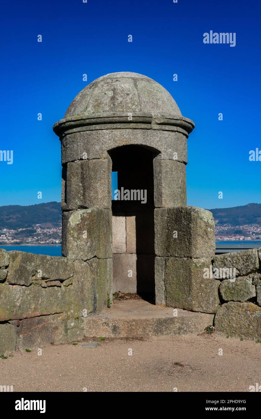 Vigo, Galicia. Spain. February 9, 2023. View of Castro Fortress tower ...