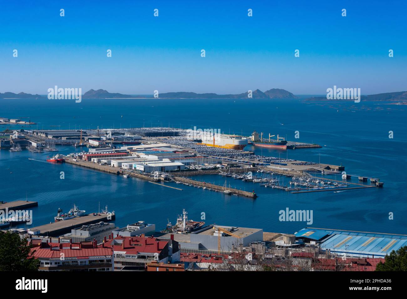 Vigo, Galicia. Spain. February 9, 2023. Vigo port and Vigo estuary, Ria ...