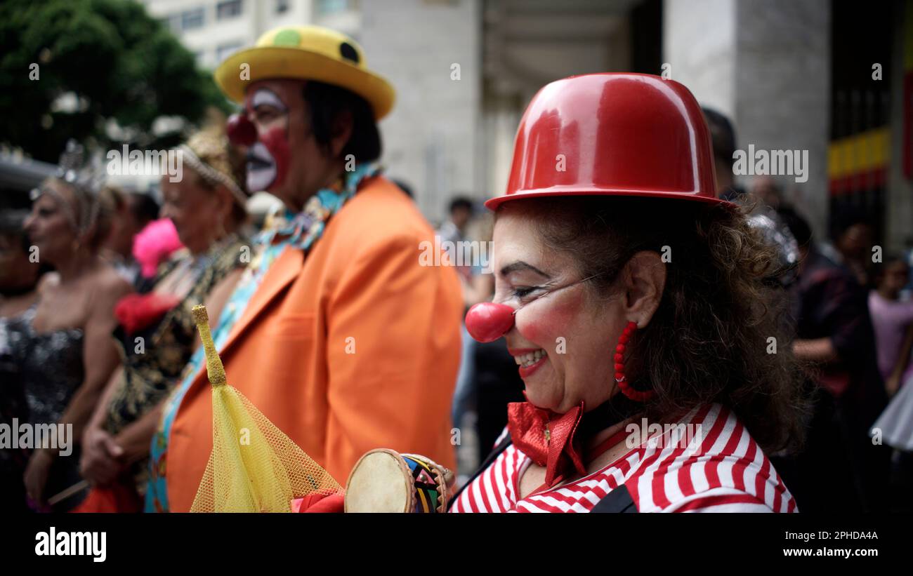 Sao Paulo, Brazil. 27th Mar, 2023. Clowns and circus performers take ...
