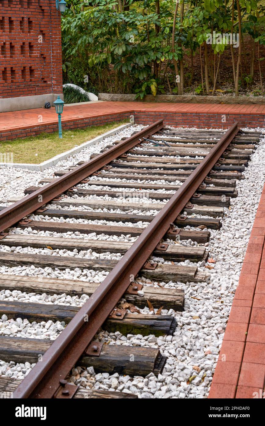 Close-up of a section of abandoned railway track Stock Photo - Alamy