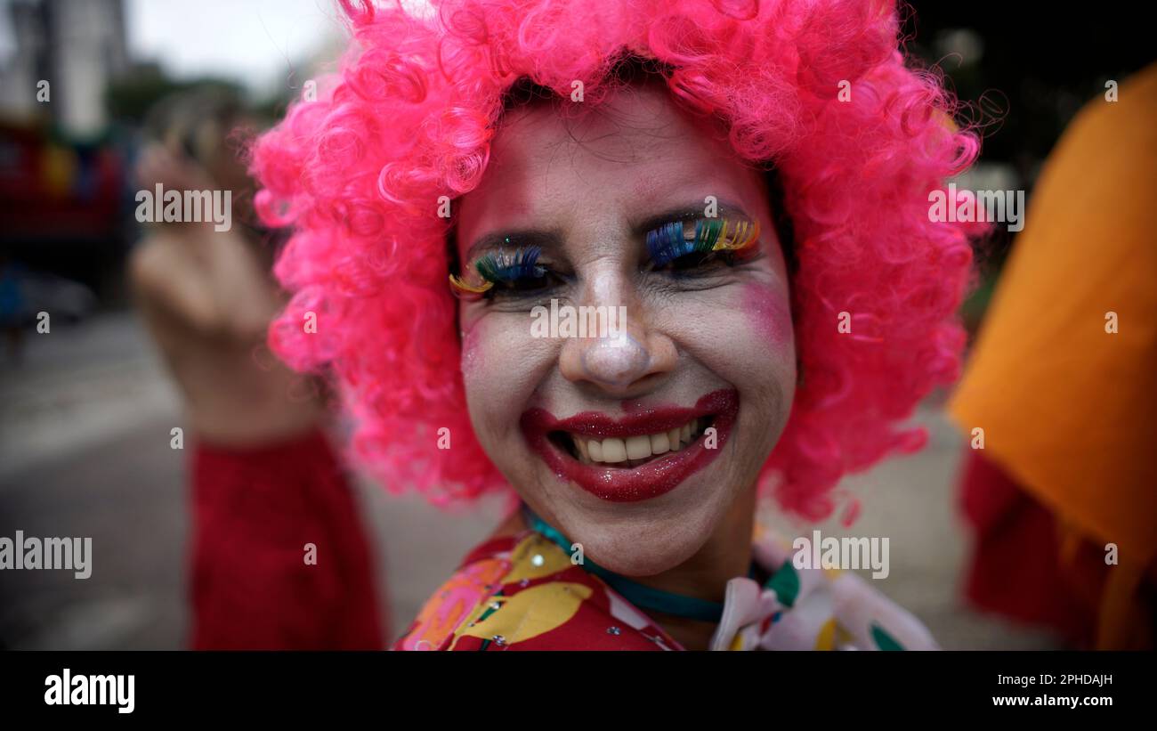 Sao Paulo, Brazil. 27th Mar, 2023. Clowns and circus performers take ...