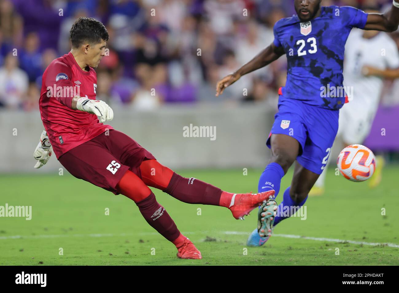 Orlando, Florida, USA. March 27, 2023: El Salvador goalkeeper MARIO ...