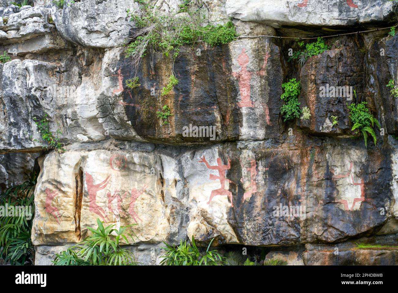 Ancient characteristic murals in Guangxi, China, Huashan murals Stock Photo - Alamy
