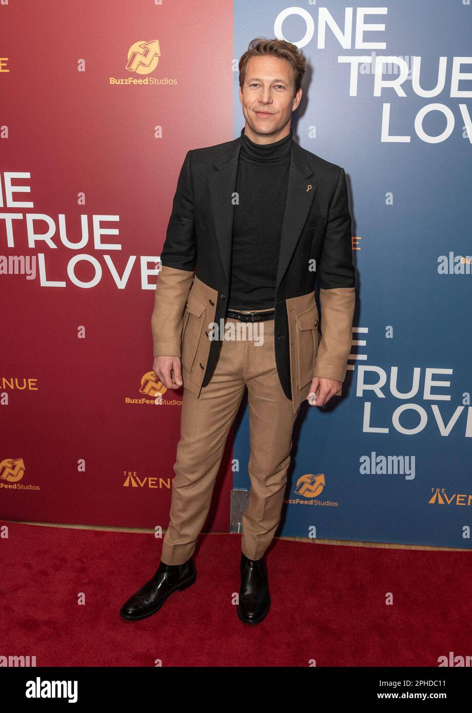 New York, USA. 27th Mar, 2023. Luke Bracey wearing suit by Alexander McQueen attends premiere of ...