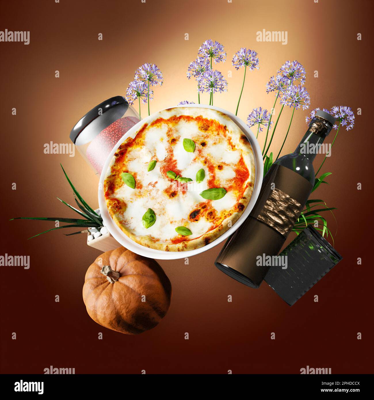 Abstract food and meal illustration , 3d food concept, render of food ...