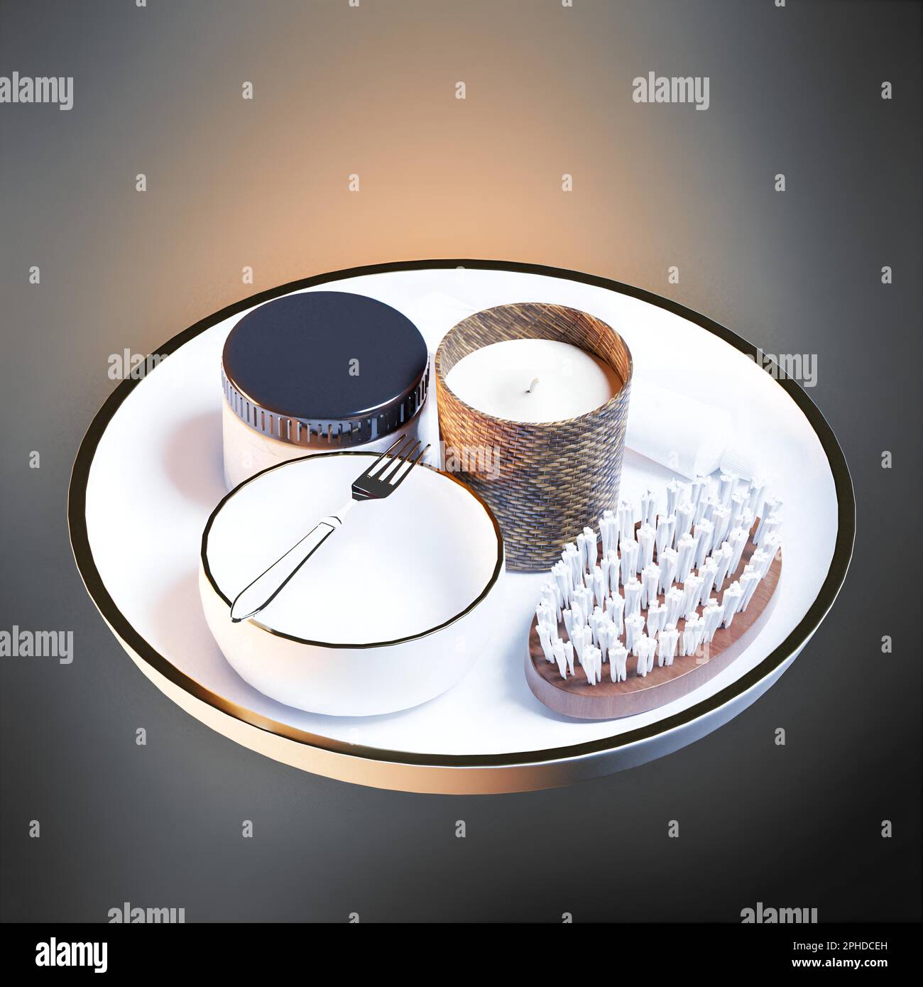 Food and tableware render, abstract 3d illustration, food and tableware ...