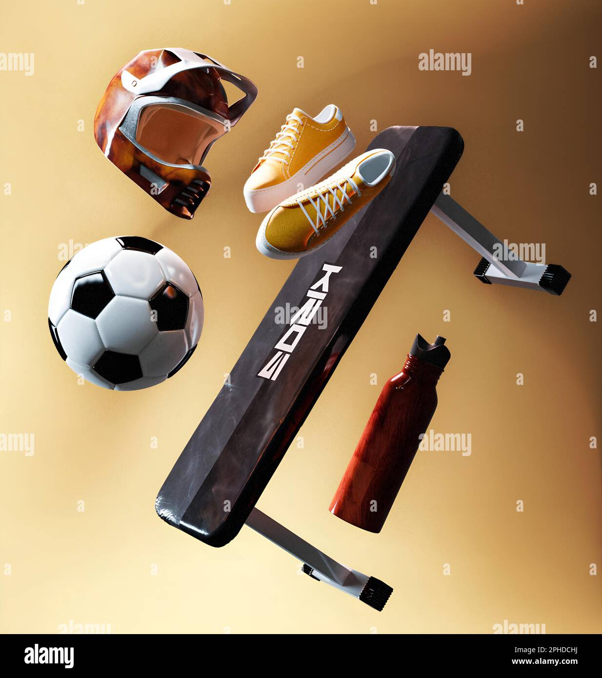 Sport elements render, 3d sport concept, abstract illustration Stock ...