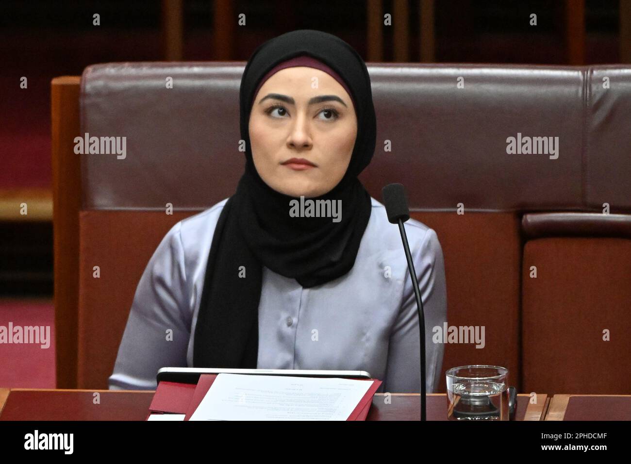 Labor Senator Fatima Payman in the Senate chamber at Parliament House ...