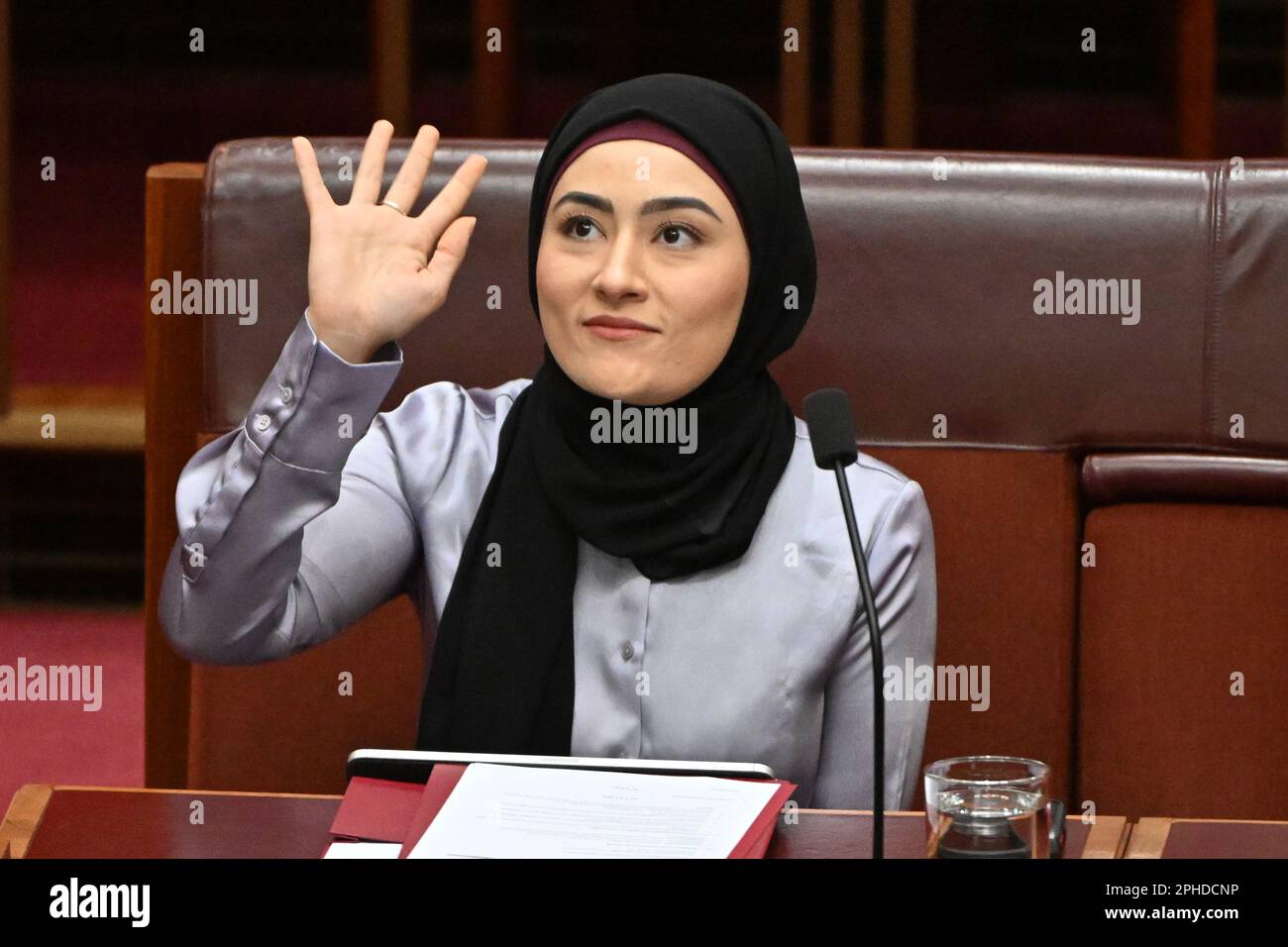 Labor Senator Fatima Payman in the Senate chamber at Parliament House ...