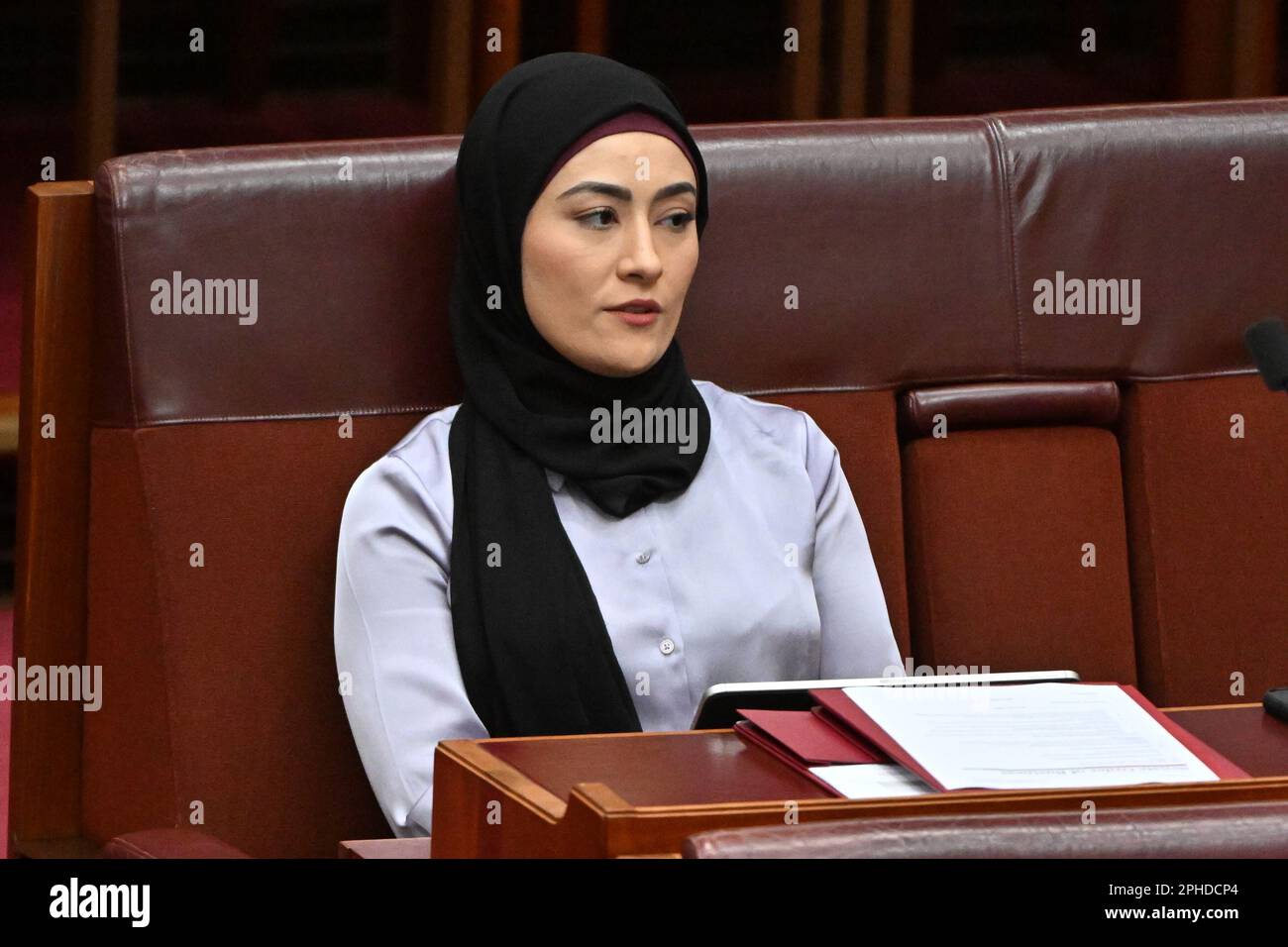Labor Senator Fatima Payman in the Senate chamber at Parliament House ...